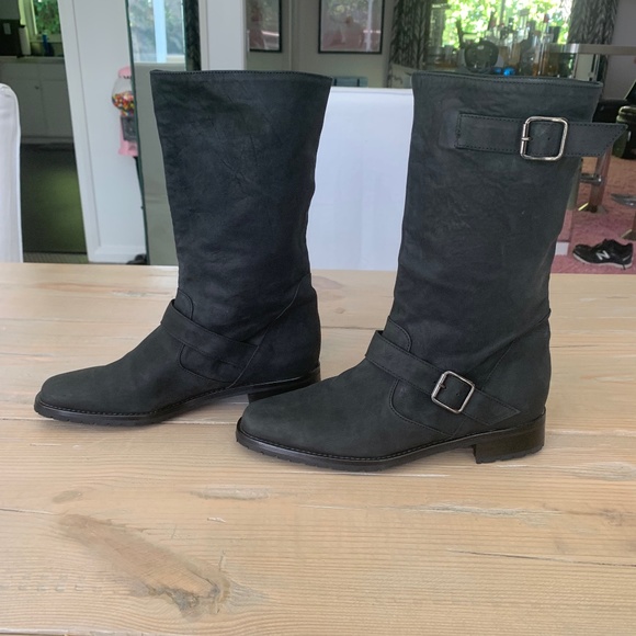 Manolo Blahnik | Shoes | Manolo Blahnik Black Leather Motorcycle Boot ...